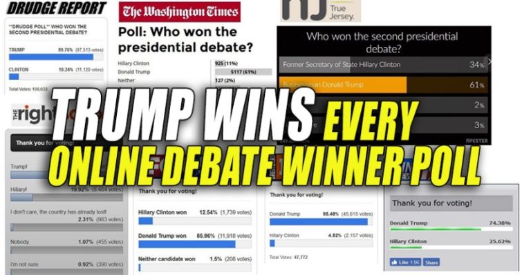 TRUMP WINS EVERY ONLINE DEBATE WINNER POLL BY LANDSLIDE | SOTN ...